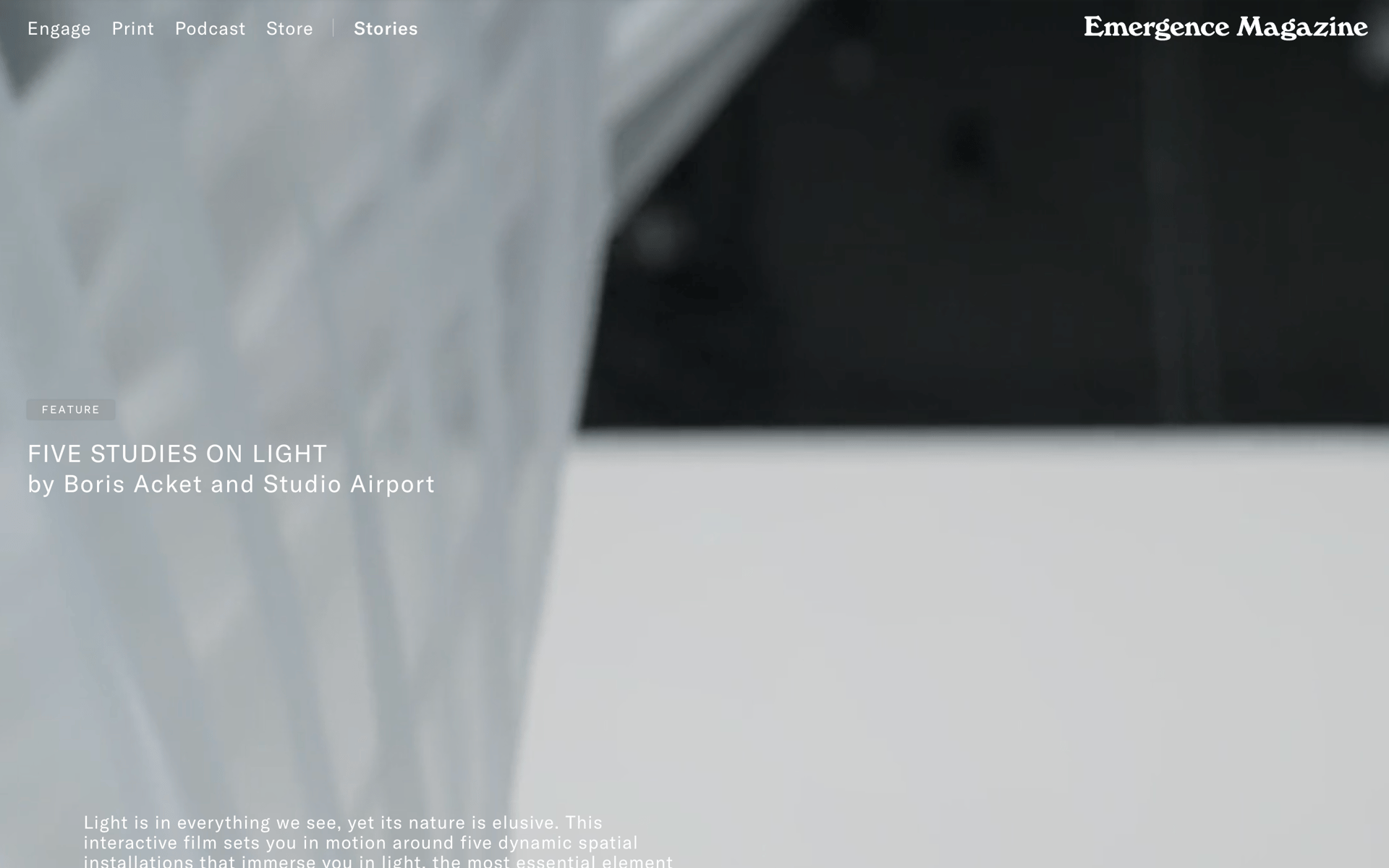 Emergence Magazine | Web Design Inspiration | Siteinspire