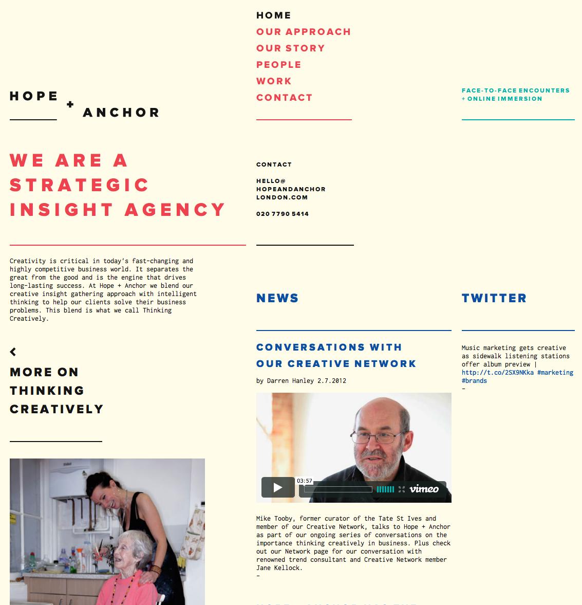 Hope + Anchor | Web Design Inspiration | Siteinspire