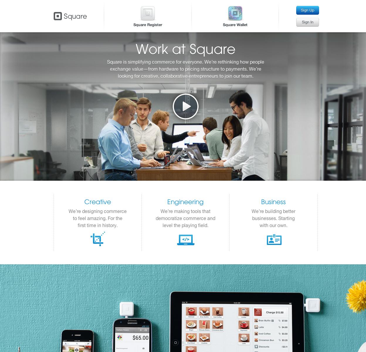 Square: Careers | Web Design Inspiration | Siteinspire